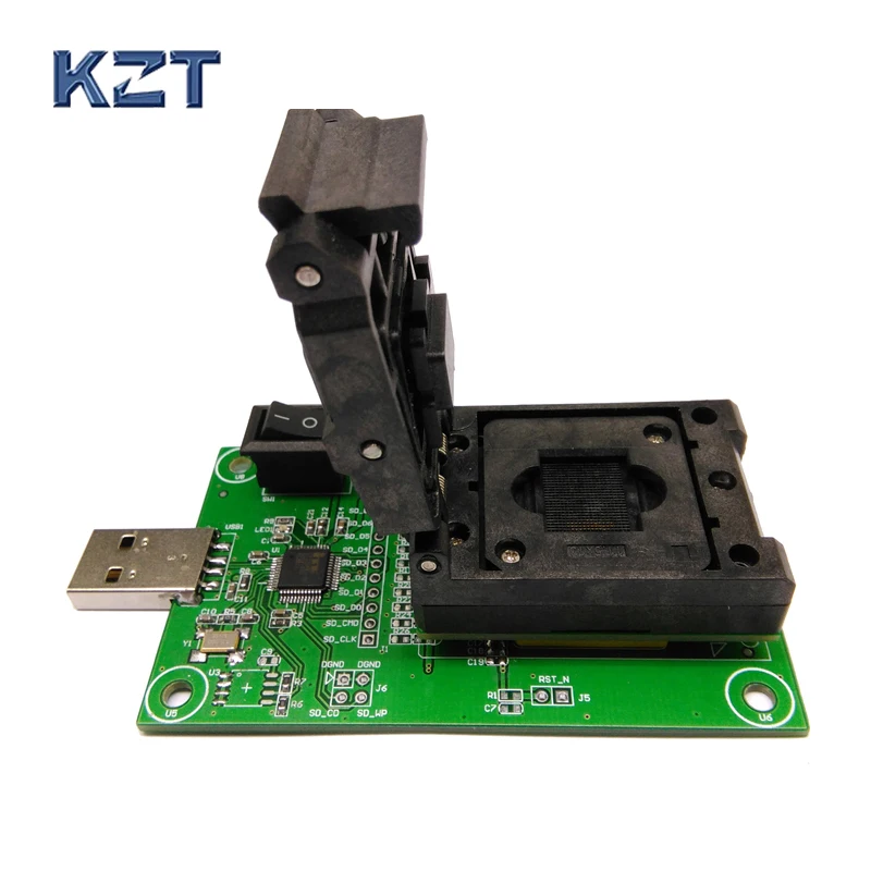 BGA 221 테스트용 USB 리더, 클램셸 구조 eMCP221, 낸드 플래시 프로그래머, 크기 11.5x13mm|reader ...