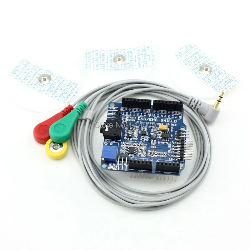 Duinopeak ECG/EKG/EMG Shield for Arduino with Cables and Electrodes ...