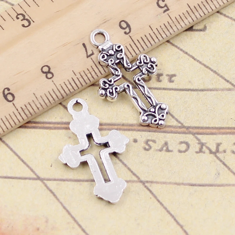10pcs Charms hollow cross 26x16mm Tibetan Silver Plated Pendants ...