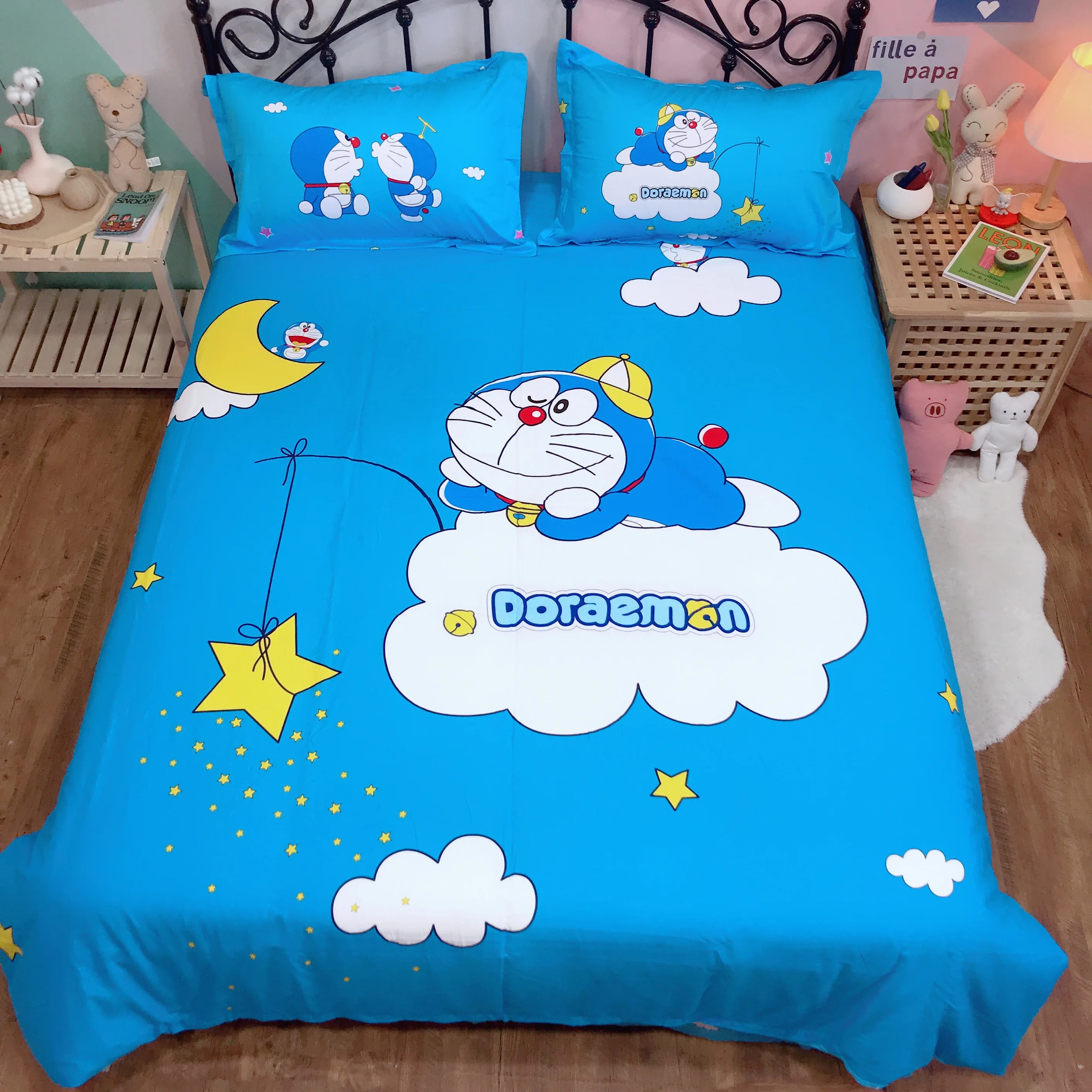 Kawaii Doraemon Cartoon Duvet Cover Bedding Set - KawaiiMerch.com