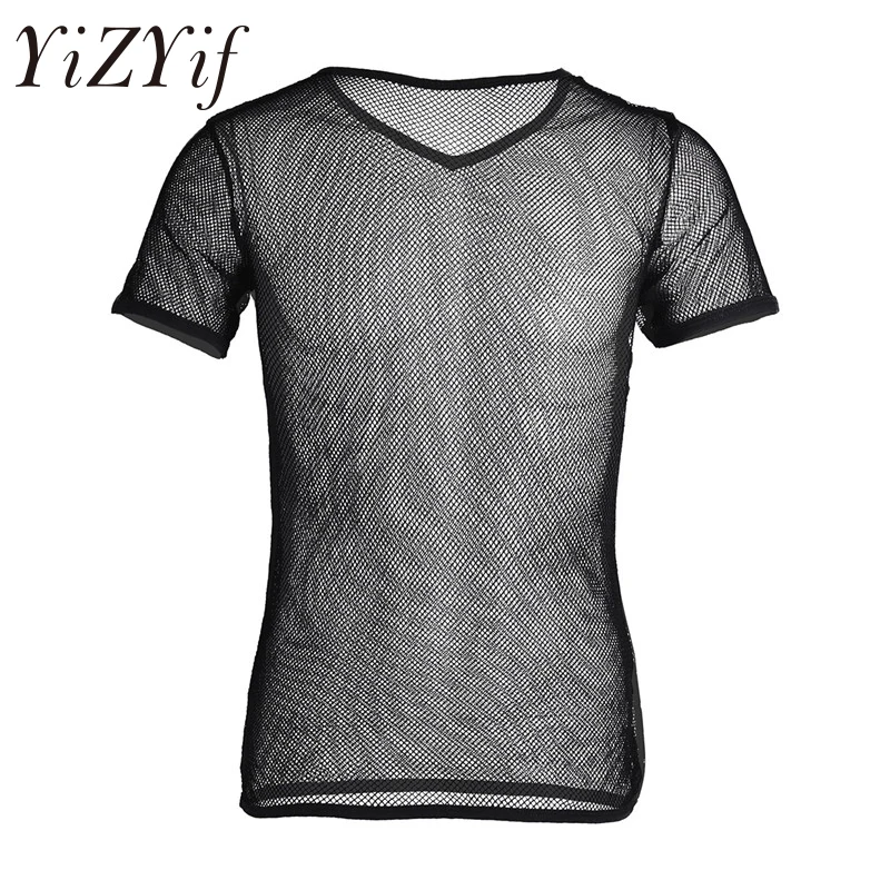 YiZYiF camisetas transparentes de malla para hombre, ropa Sexy para ...