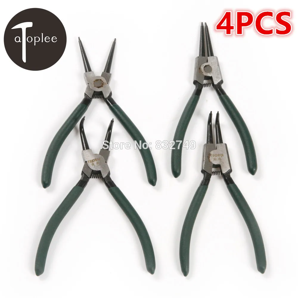4PCS 7" Circlip Pliers set External/Internal Straight/Bent Plier 45 ...