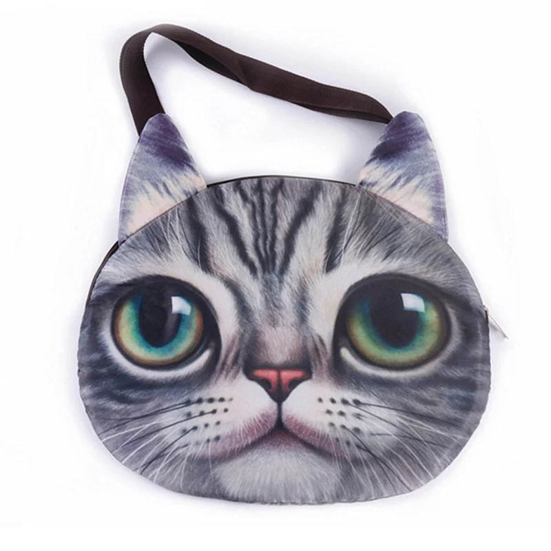 Cute Pure cotton Cat face Handbags Large capacity 3D Casual Animal ...