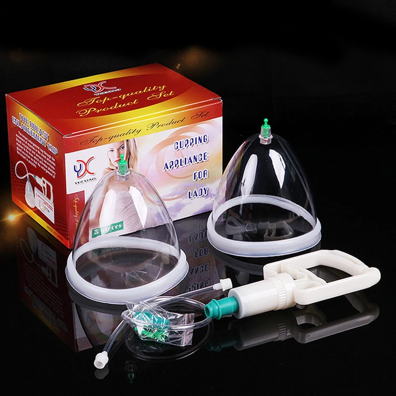 2 Cans Breast Enlargement Pump For Lady Vacuum Cupping Body Massager