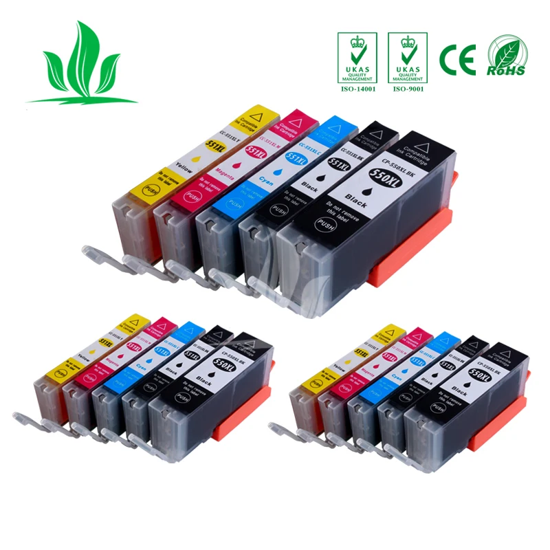 3 sets 550XL 551XL Ink Cartridge Compatible for Canon Pixma MG5400 ...