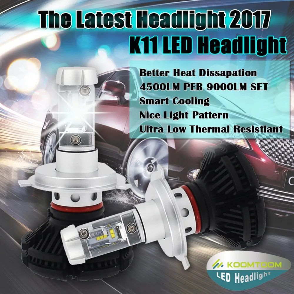 Koomtoom K11 H7 Led Headlights 50w 6500k White Light 4000lm/per H7 Led ...