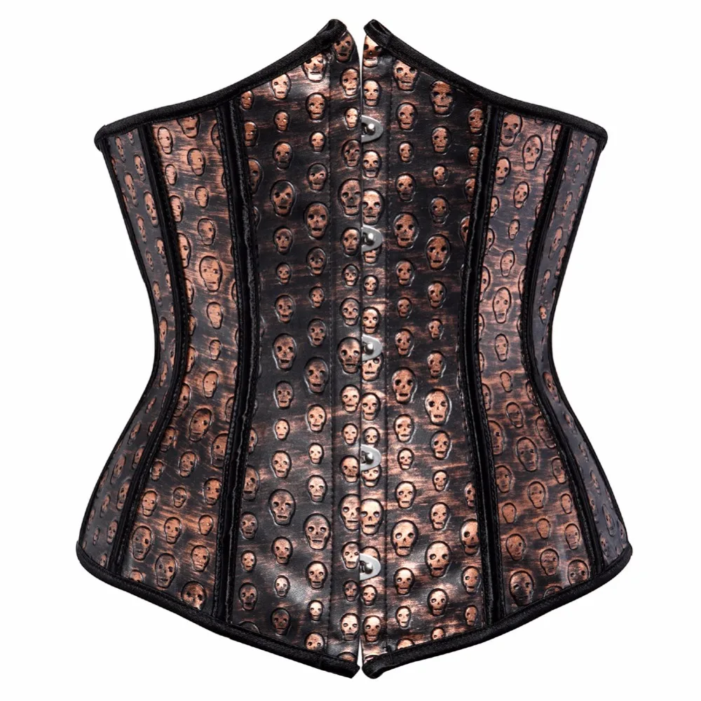 Caudatus Underbust Corsets for Women Sexy Skull Leather Corset Bustier ...