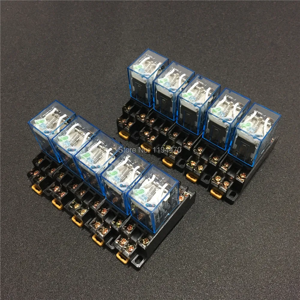 새로운 DC 12V 24V 110V 220V AC 코일 전원 릴레이 소형 8 핀 DPDT 10A LY2N J HH62P JQX 13F LY2|Relays| - AliExpress