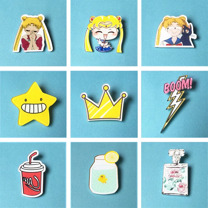 Fashion brooch Cute Cartoon Character Pin Brooch Acrylic Cat Brooch ...