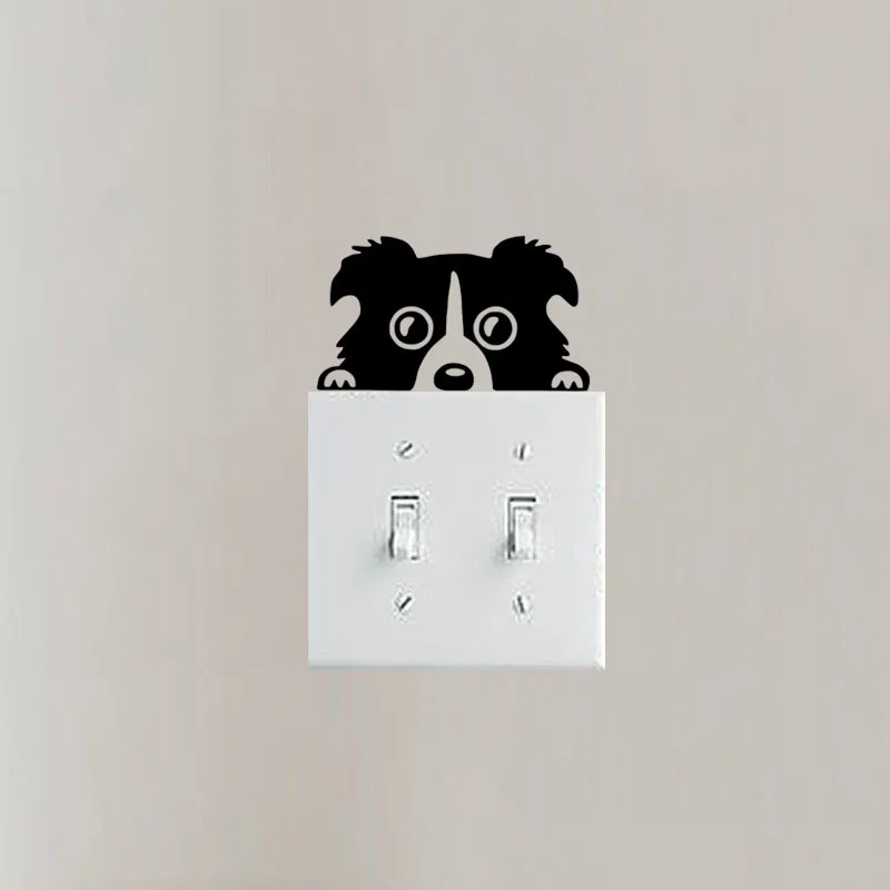 Dog Peeking Over Wall Art Wall Sticker Vinyl Decor Bedroom Switch ...
