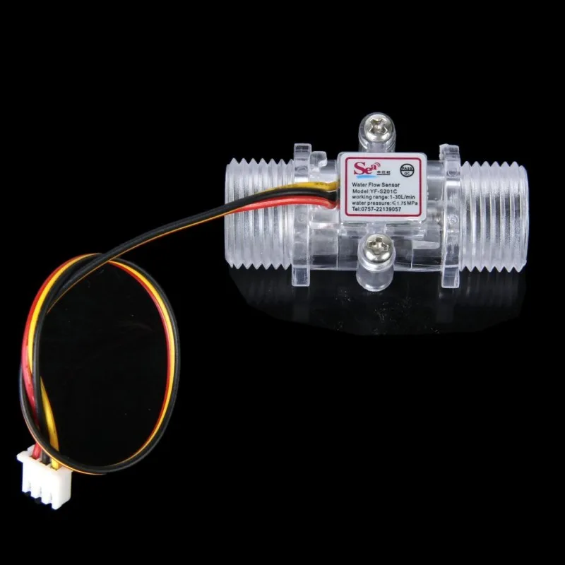 1PCS , Transparent Water Flow Sensor 1/2" Fluid Flow Meter Flow Water ...