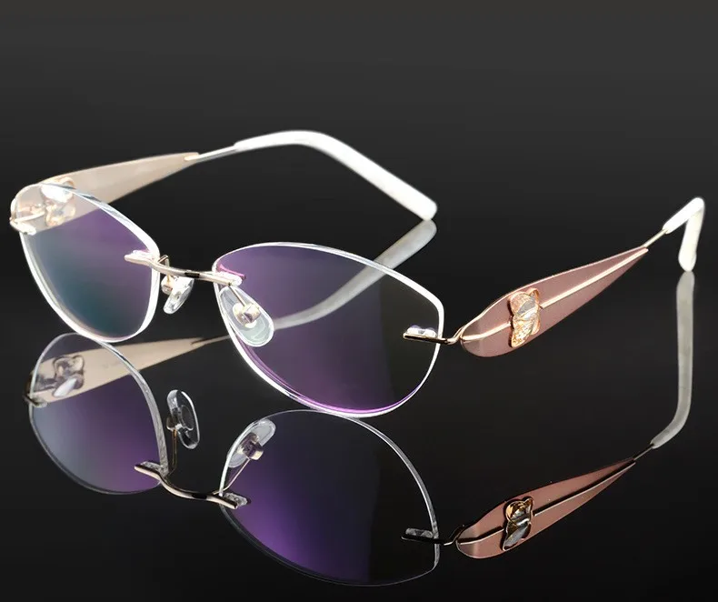 Luxury Woman Glasses Frames Titanium Flexible Top Quality Crystal ...