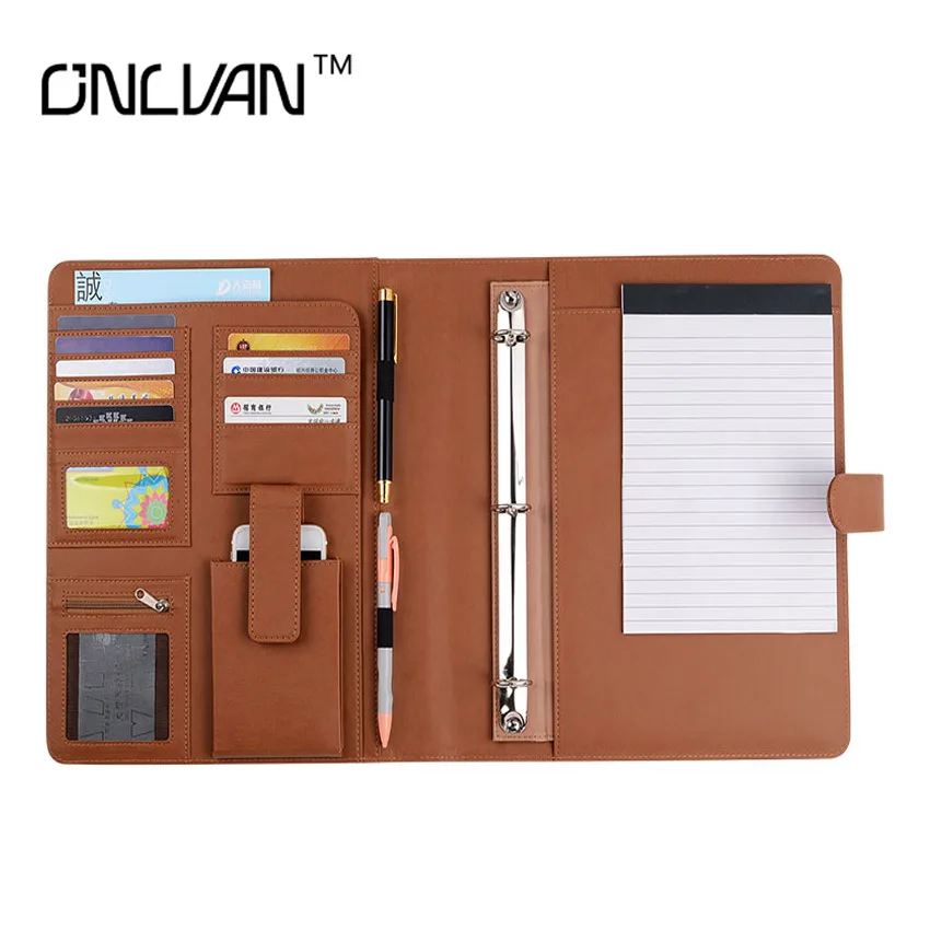 ONLVAN Manager Folder PU Leather Document Holders Luxury Padfolio ...