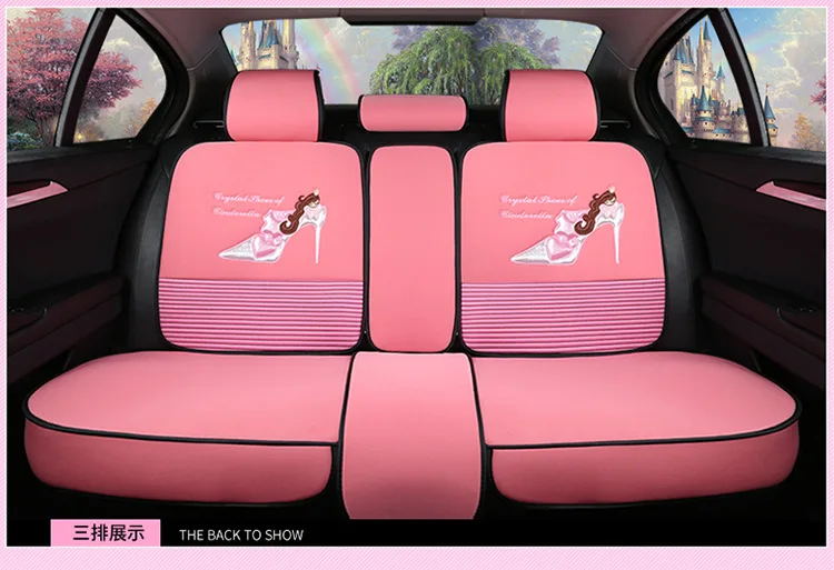 Полностью розовые Чехлы для автомобильных сидений для девушек, женские ...
