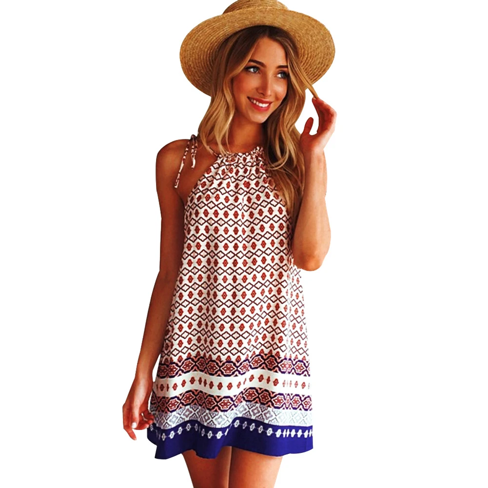 2018 Fashion Summer Casual Cute Sleeveless Strap Backless Beach Mini ...