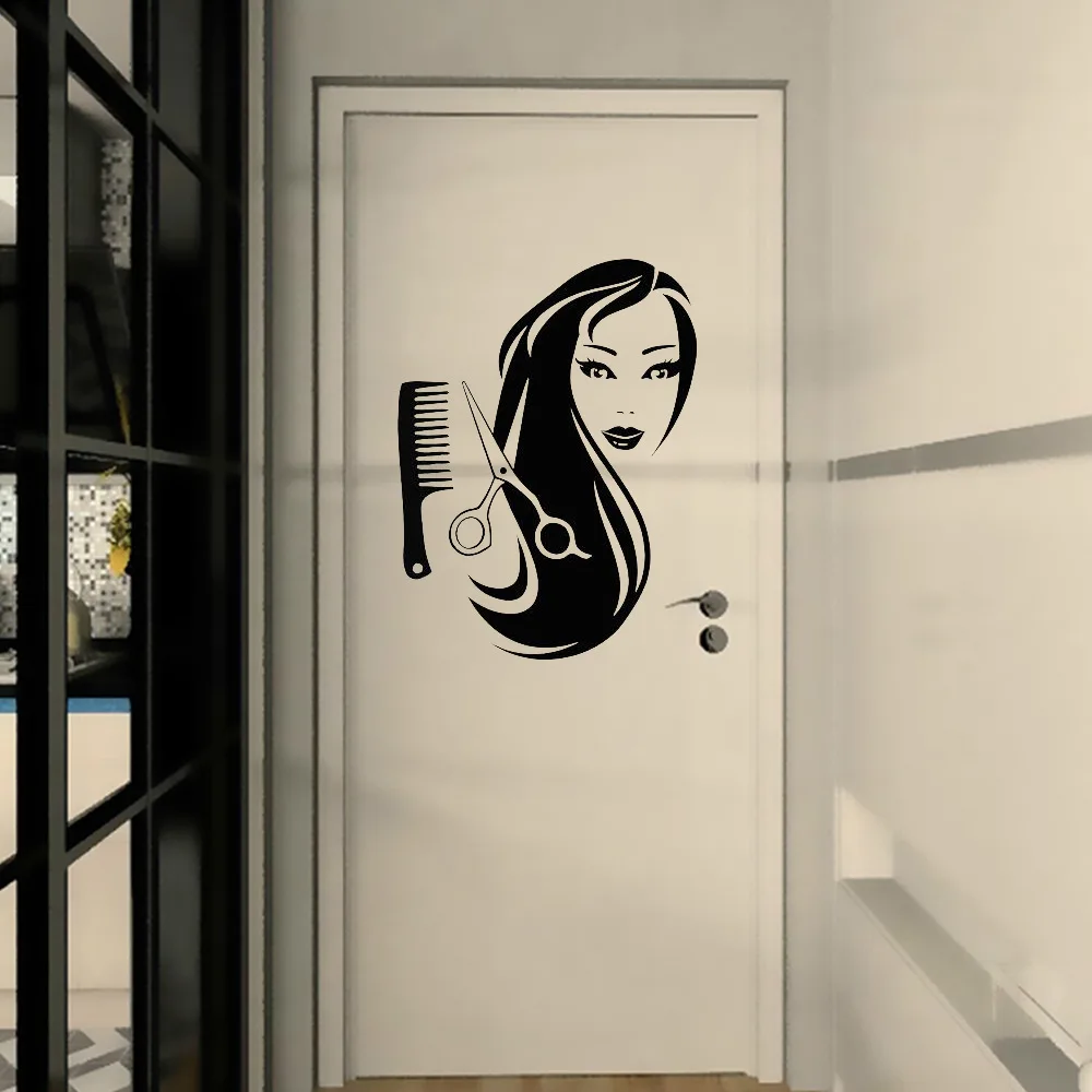 Sexy Girl Wall Stickers Fashion Hair Beauty Salon Barbershop Sexy Girl