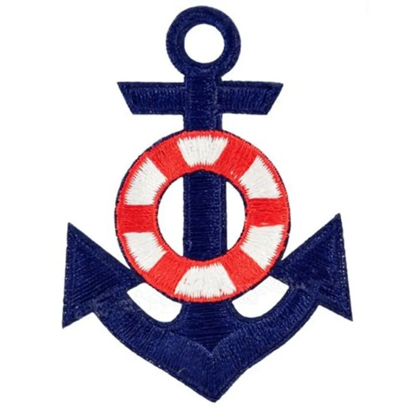 Parche de hierro bordado con ancla azul, decoración para ropa de ...