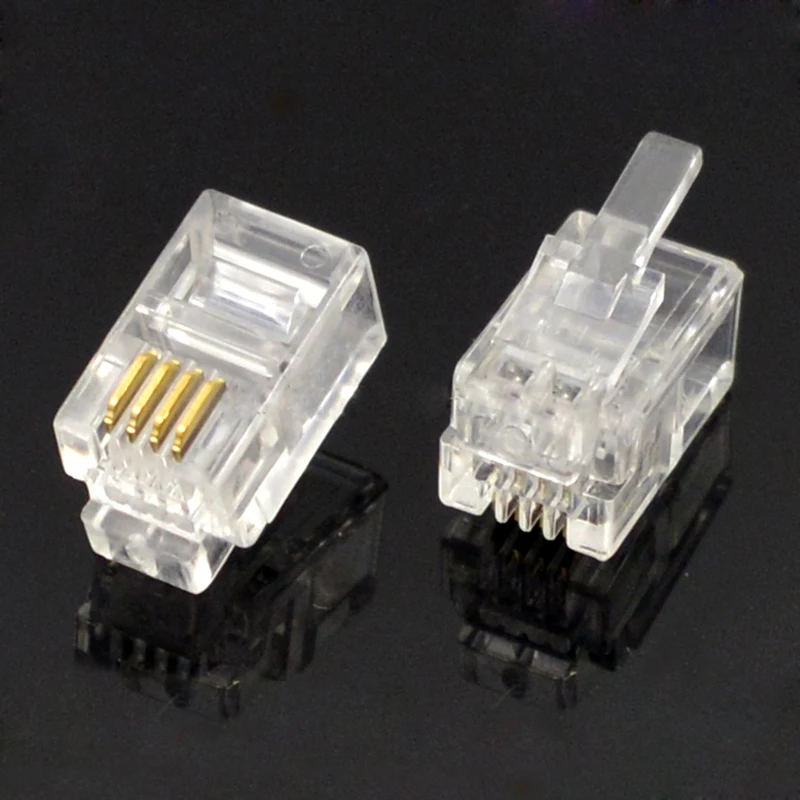 50pcs RJ11 Socket Connector 4P4C Crystal Jack PC Material Phone ...