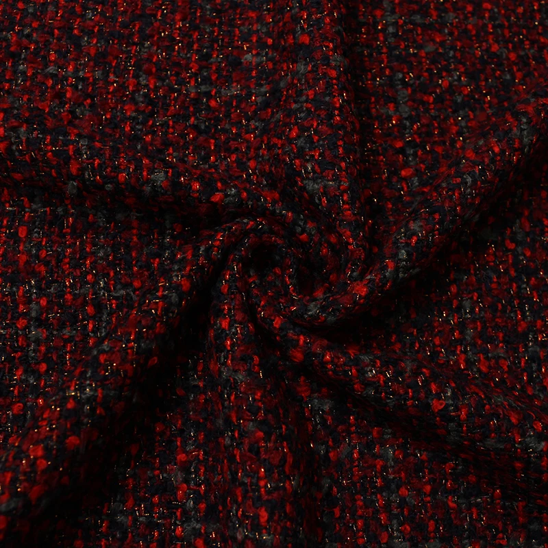 FW Fashion Fabric deep red mixed colors woolen fabric with bright ...