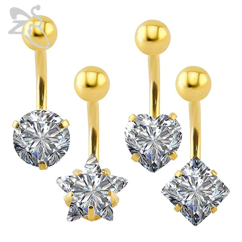 Belly piercing heart gold navel piercing cute belly button rings ...