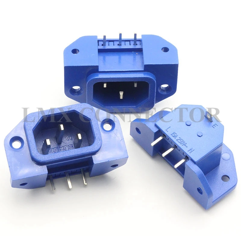 10pcs Blue Iec320 C14 Male Plug 10a/15a 250v Terminal Power Plug Inlet ...
