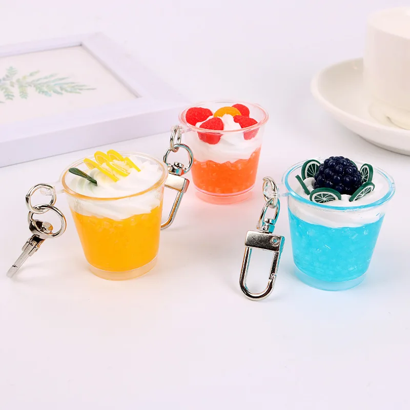 Imitation ice Cream Key chain Resin Pendant Woman Bag Fruit Strawberry ...