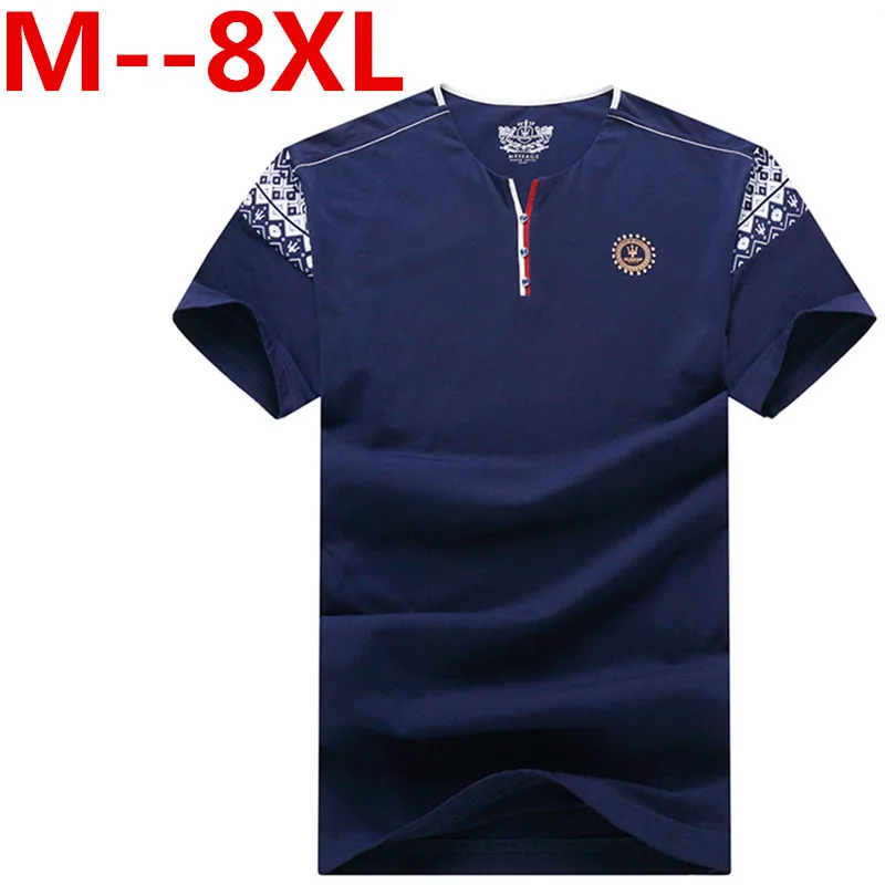 BIG 10XL 9XL 8XL 7XL 6XL 5XL 4XL Brand Men's T Shirt Solid V Neck Short ...