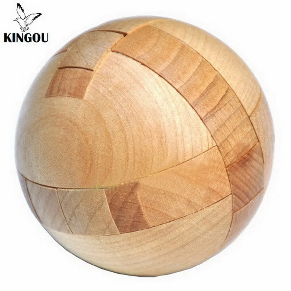 KINGOU Wooden Ball Lock Logic 3D Puzzle Wood Burr Puzzles Brain Teaser ...