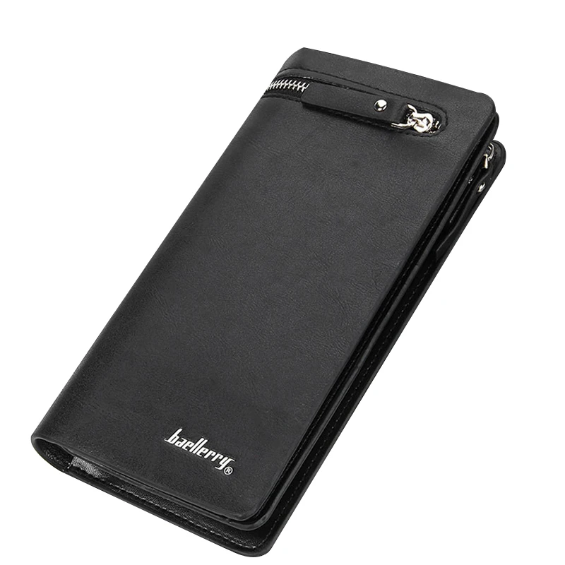 Baellerry Brand New Men Wallets Fashion Black Mens Long Wallet Leather ...