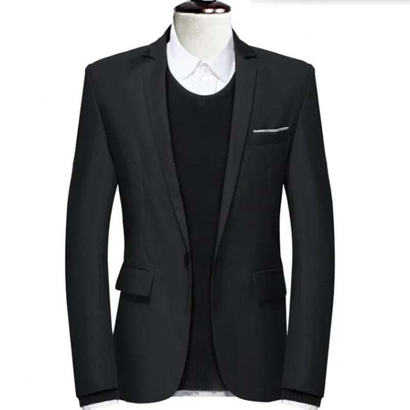Tailor made men suits jacket pure color one button formal work suits ...