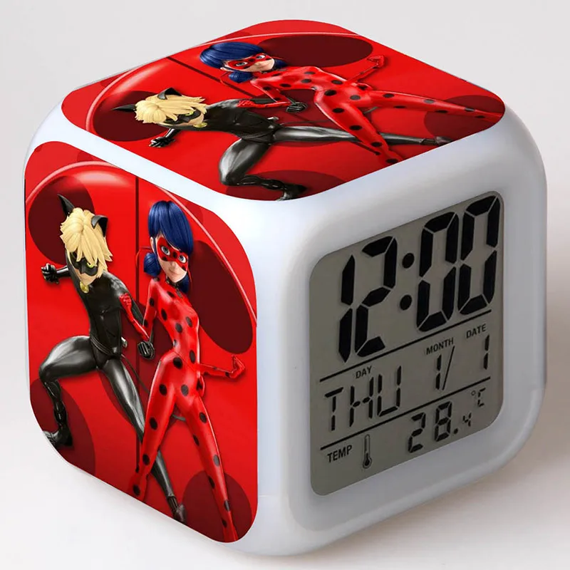 Anime Figma Ladybug Girls PVC LED Clock Alarm Growing Touch Light Lady ...
