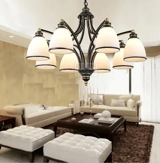 European-style-iron-Pendant-Light-Glass-Lamp-Dining-room-sitting-room ...