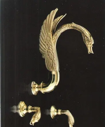 Free-shipping-3pcs-gold-pvd-finish-brass-swan-wall-mounted-faucet-swan ...