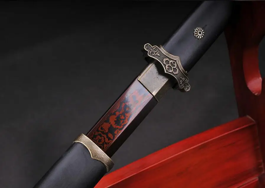 High Quality Red Folded Blade Chinese Tang Dynasty Style Battle Sword ...
