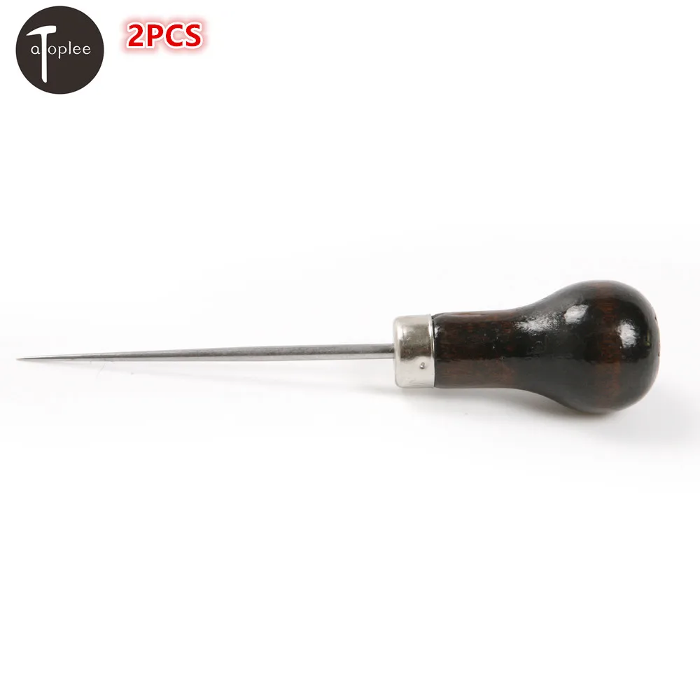 Professional 2PCS Wood Handle Leather Awl Tools For Leather Craft ...