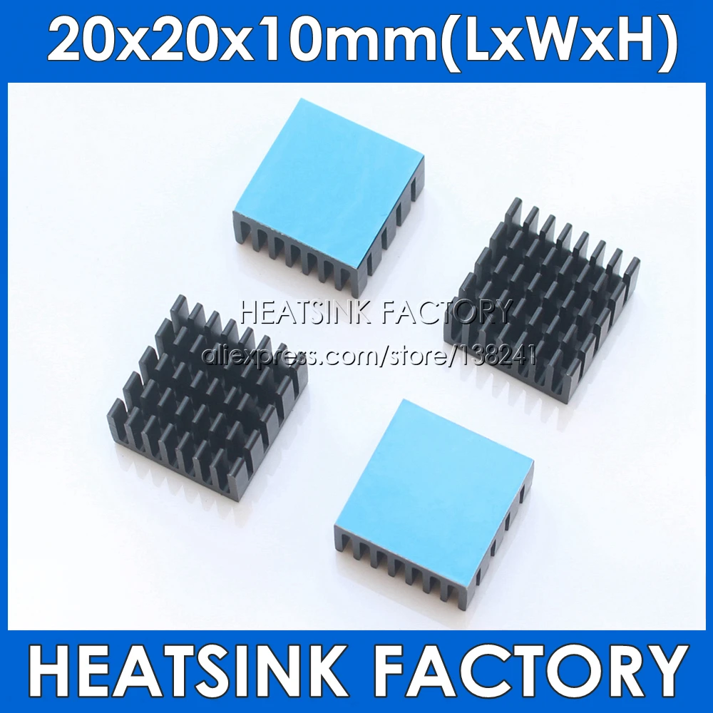 20x20x10mm Silver / Black Anodized Slotted Aluminum Heat Sink Cooler ...