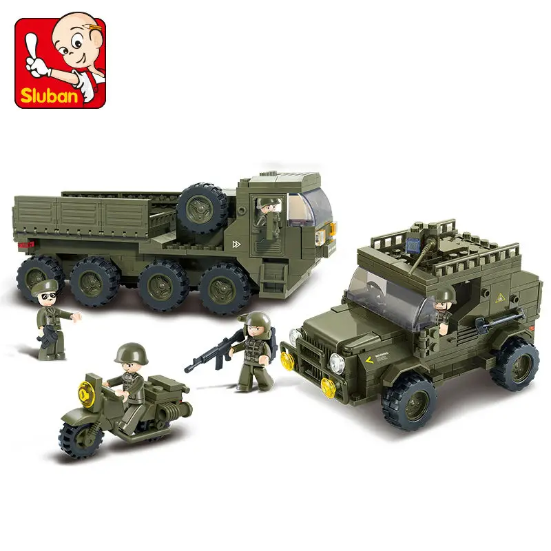 Sluban New Military Series APCs+Jeep+Motorcycles Army troops Set ...