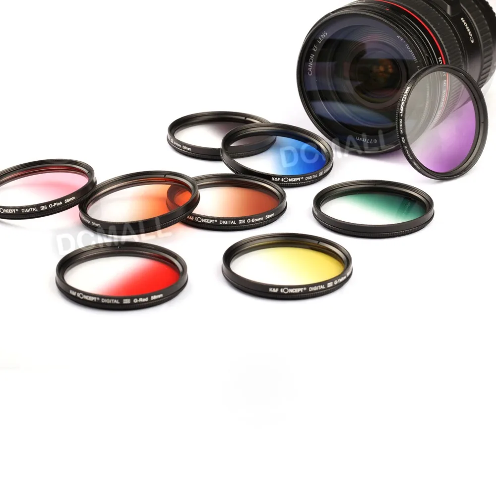 K&F Concept 9PCS 52mm Graduated Color Lens Filter Kit For Nikon D3200 ...