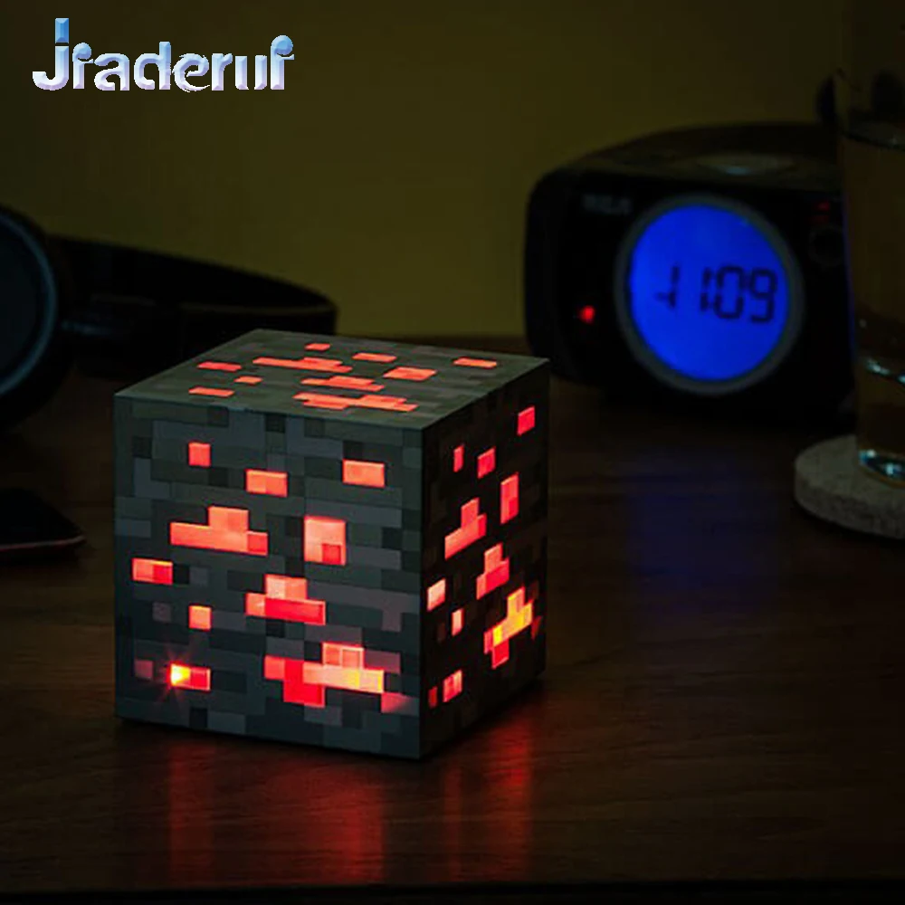 Jiaderui Led Minecraft Figure Toys Lights Minecraft Light Up Redstone Ore Square Minecraft Night