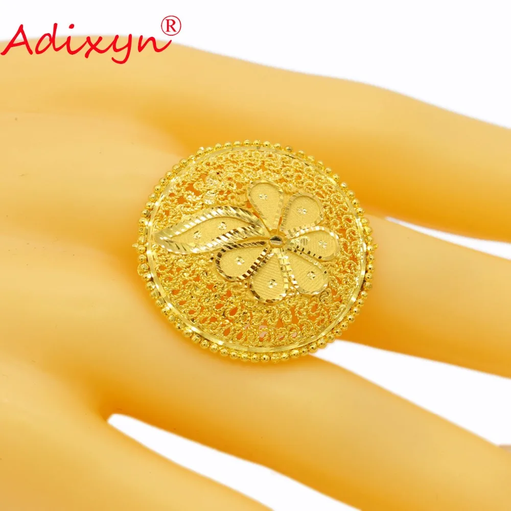 Adixyn Round Wide Ring for Women/Teenage Girls Gold Color Engagement ...
