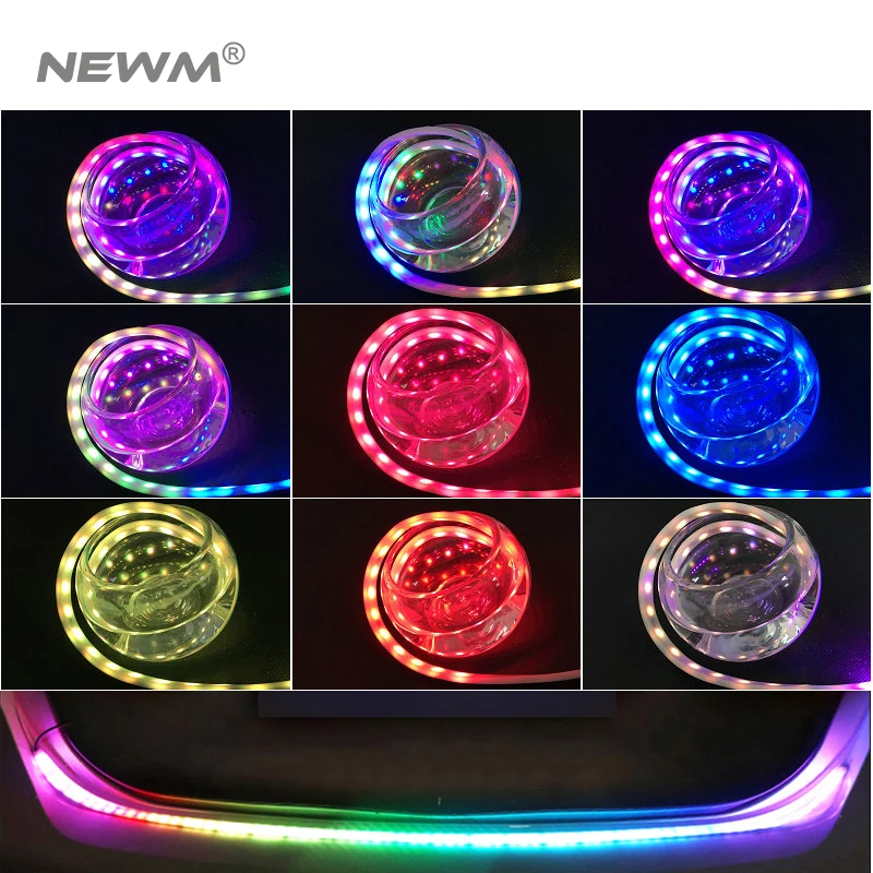 Car Styling Turn Signal Amber Flow Led strip trunk Tail Light RGB LED ...