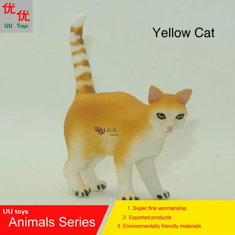 Hot toys:Yellow Cat Simulation model Animals kids toys children ...