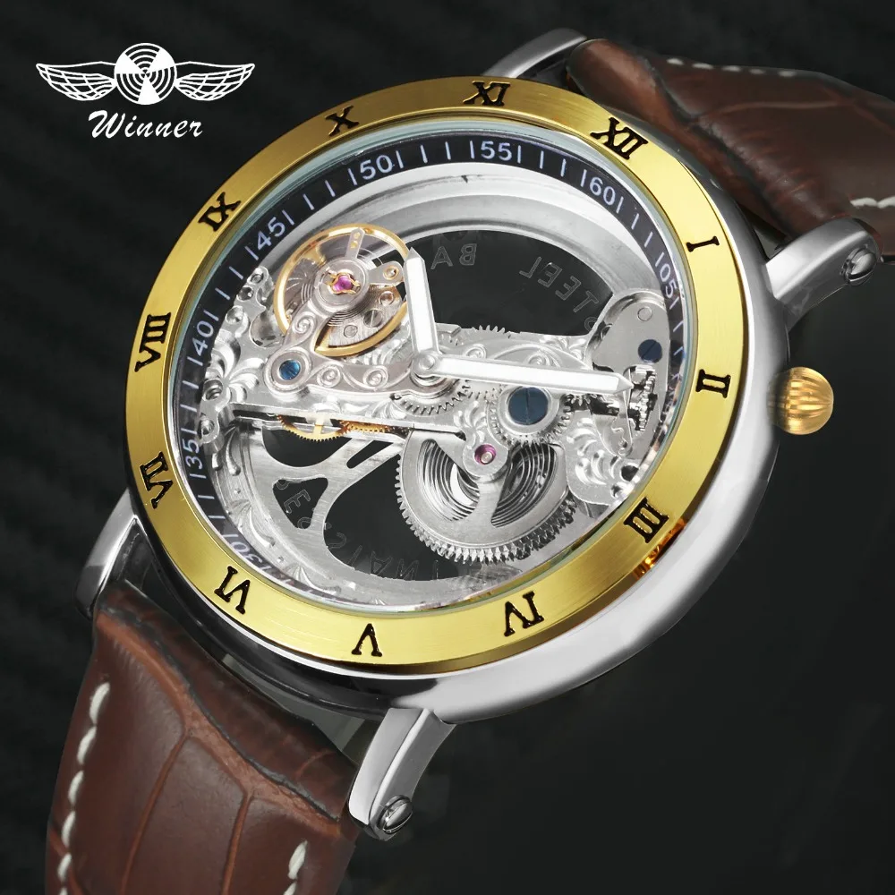 WINNER Official Classic Automatic Golden Bridge Mens Watches Top Brand ...