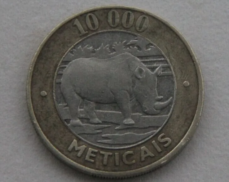 Moçambique 10000 Meticais Moeda De Duas-rinoceronte Cor Edição, País Da ...