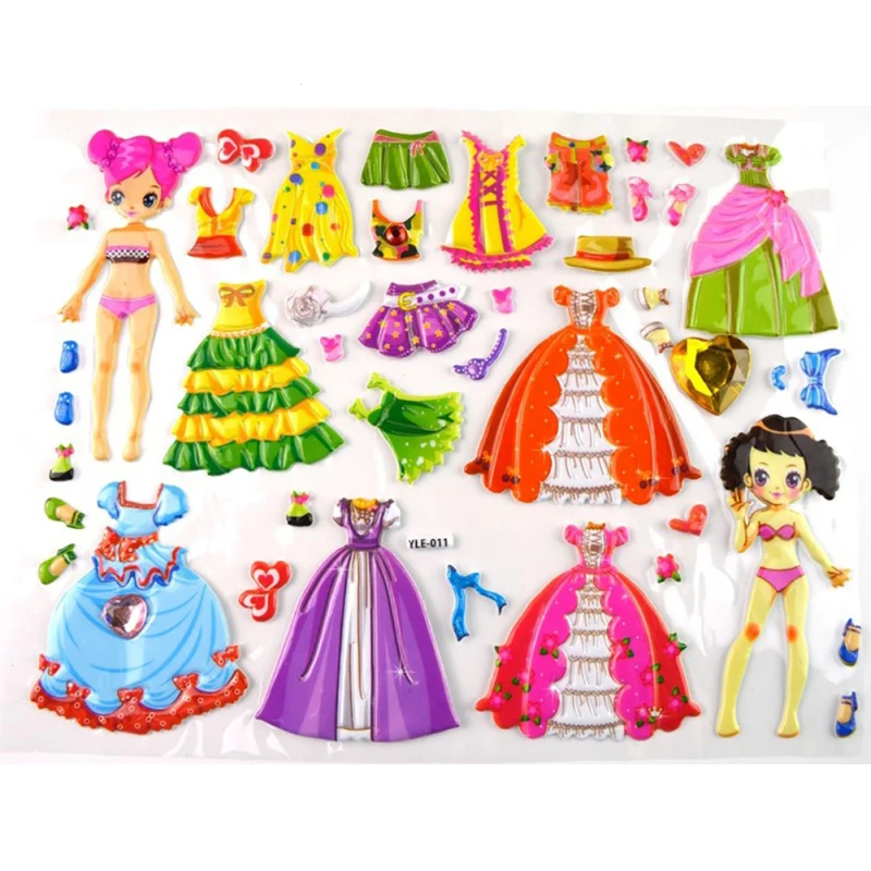 1pc 3D Girls Change Clothes Dress Up Stickers Wall Sticker Nursery ...