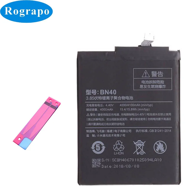 4000mah Bn40 Mobile Phone Replacement Battery For Xiaomi Redmi 4 Pro ...