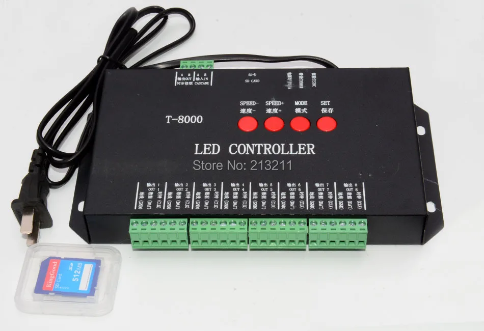 AA 1PC T 8000 T8000 led pixel module controller SD card WS2801,WS2811 ...