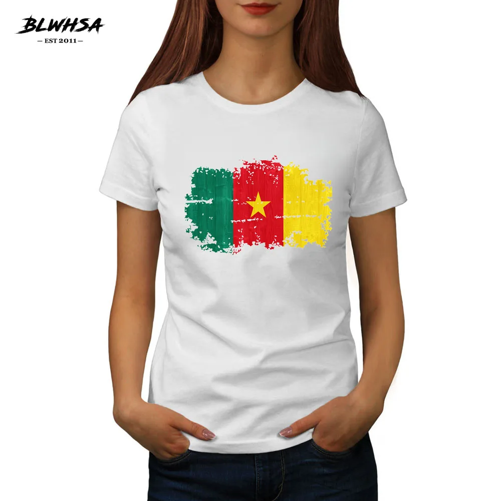 BLWHSA-Women-Summer-Casual-T-Shirt-Cameroon-National-Flag-Printed ...