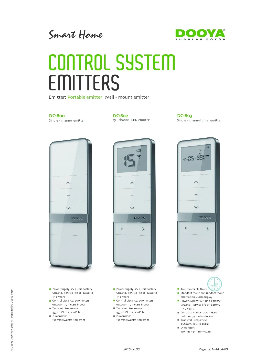 Dooya Emitter Hand Set One Channel / 15 Channel / One Channel Timer/ 5 ...