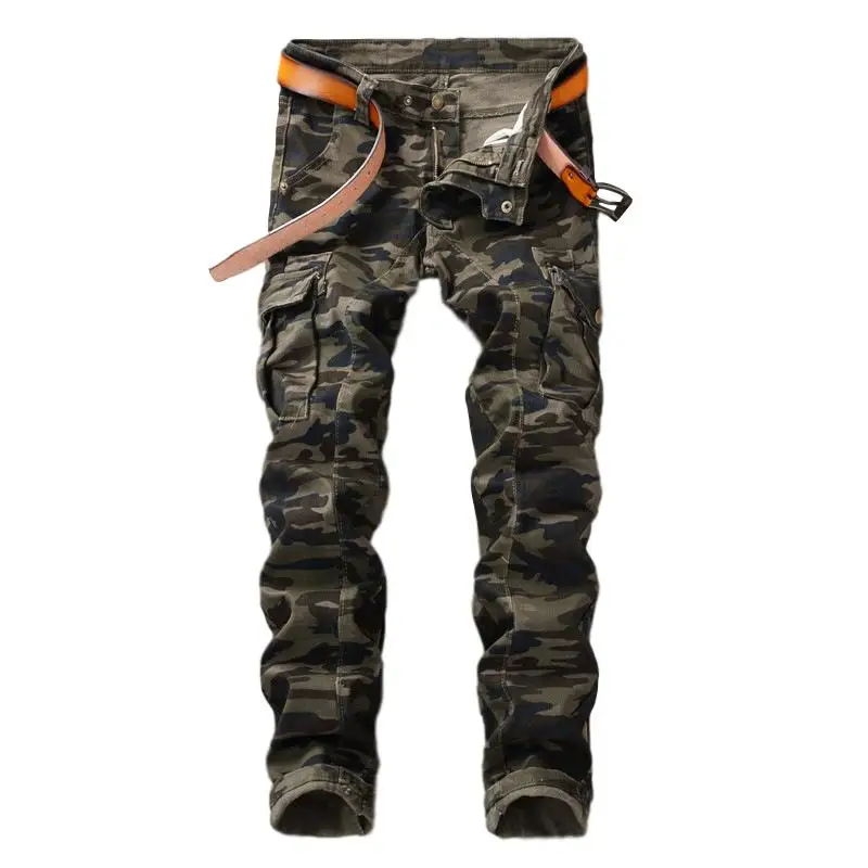 Buy Idopy Men`s Camouflage Biker Jeans Slim Fit